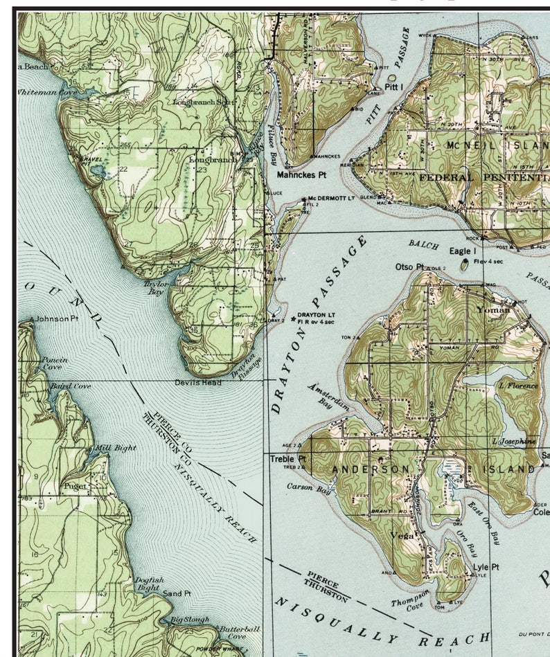 Fort Lewis Ca. 1940 USGS Old Topographic Map Custom - Etsy