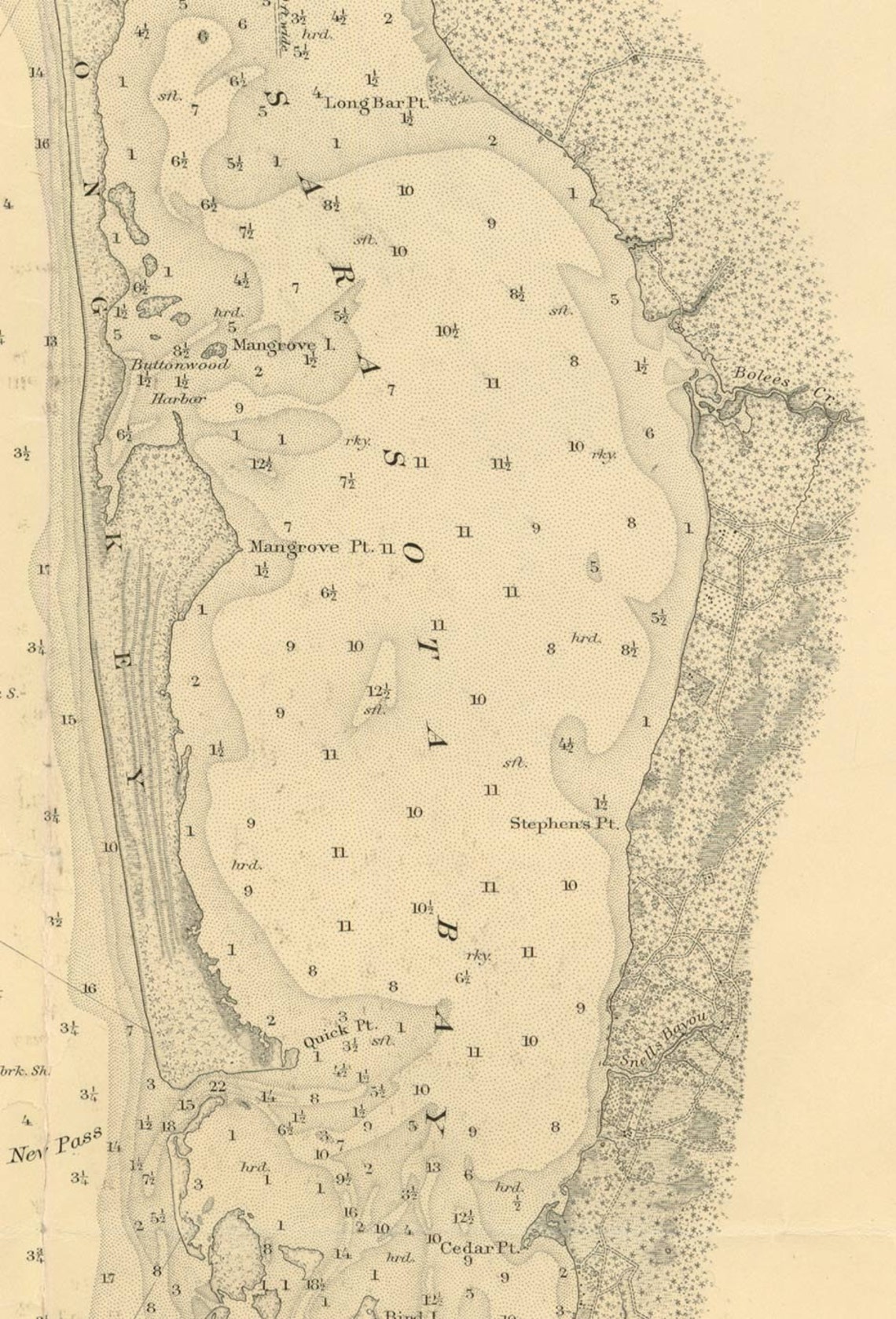 Lemon Bay to Tampa Bay 1895 Nautical Map Reprint Florida | Etsy