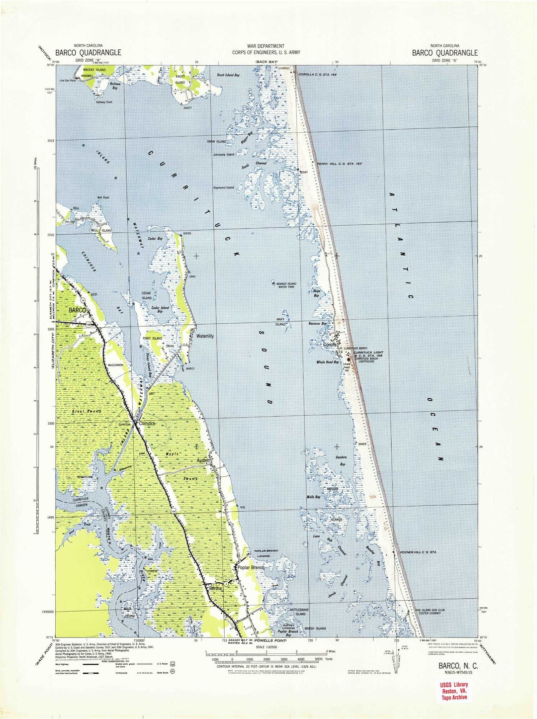 Barco 1940 (1943) Old Topo Map - Quad Reprint - 15x15 USGS Topographic ... Barco 1940 (1943) Old Topo Map - Quad Reprint - 15x15 USGS Topographic ...