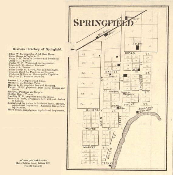 Springfield Village 1873 Old Town Map with Homeowner Names | Etsy