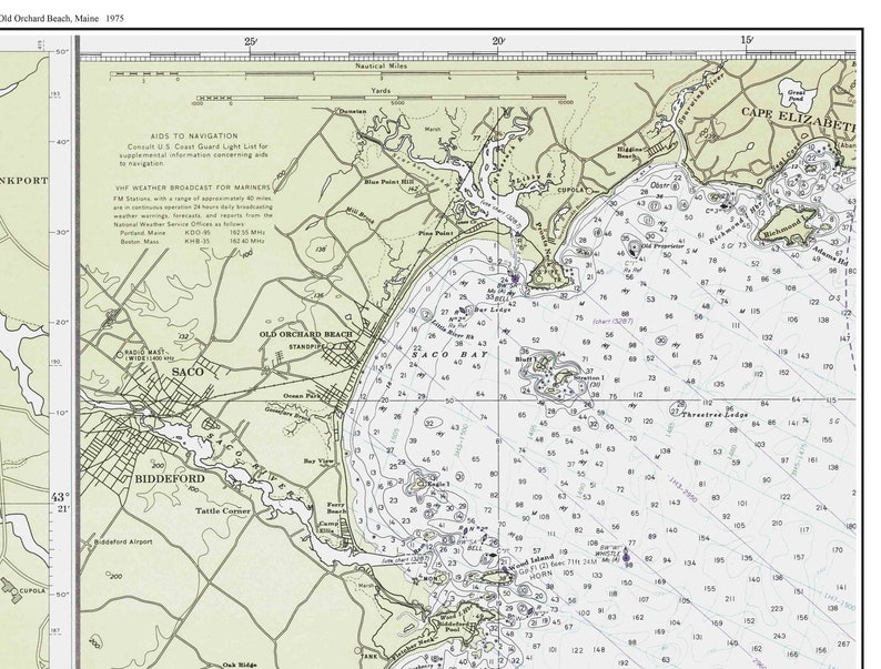 Kennebunkport Old Orchard Beach 1975 Map Old Nautical Chart - Etsy