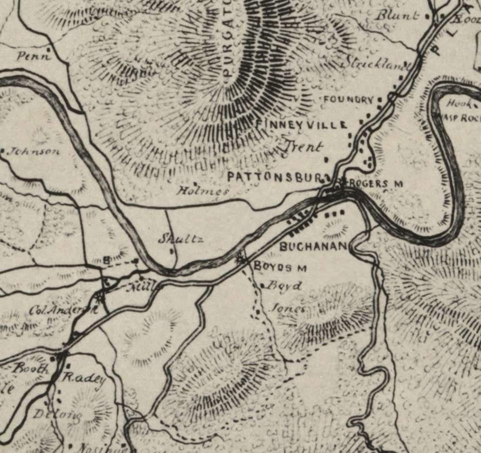 Botetourt County Virginia 1864 Old Wall Map With Homeowner | Etsy