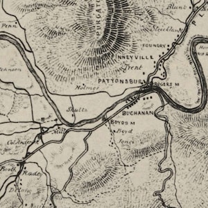 Botetourt County Virginia 1864 - Old Wall Map With Homeowner Names ...