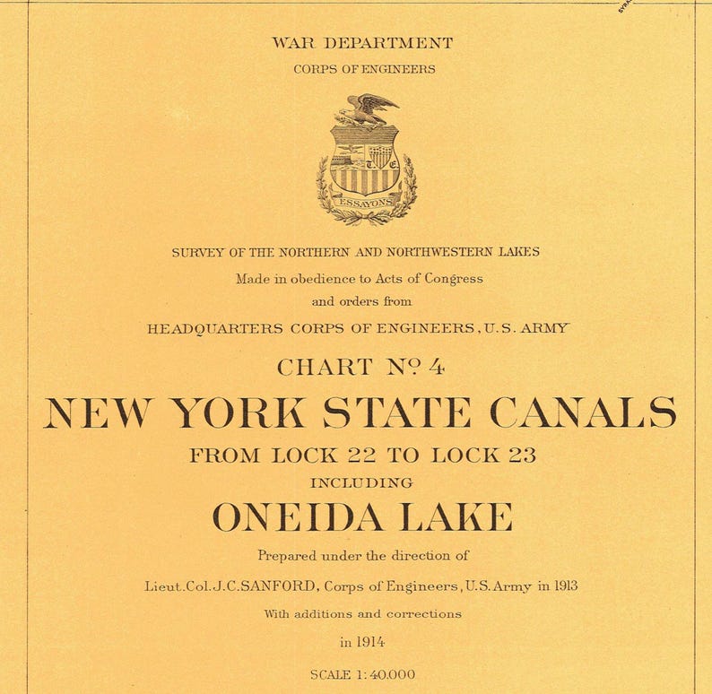 Oneida Lake 1914 Nautical Map Reprint 40000 - Great Lakes NY 3 - 184 - Etsy