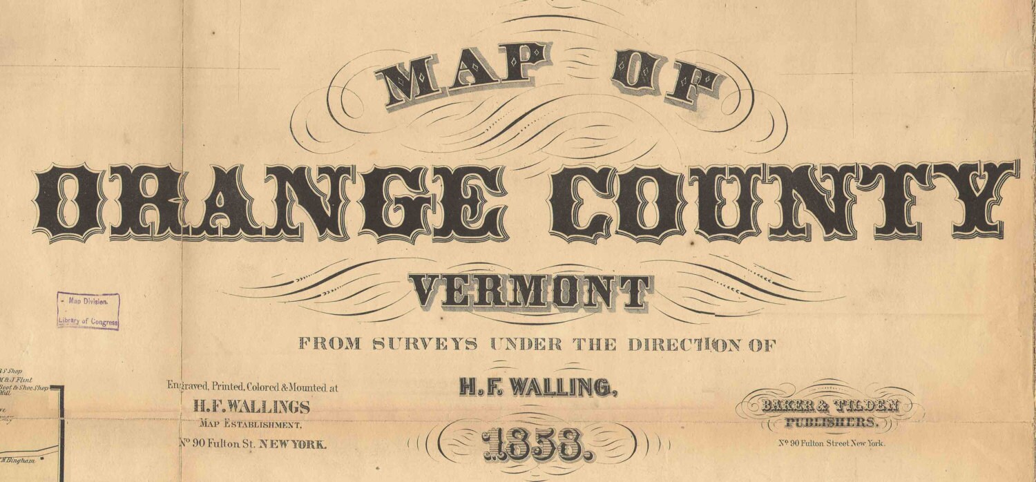 Orange County Vermont 1858 LAMINATED Old Wall Map Reprint | Etsy