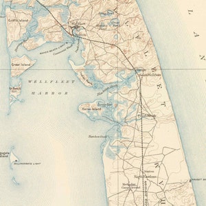 Cape Cod 1890 USGS Old Topographic Map Reprint - Custom Composite of ...