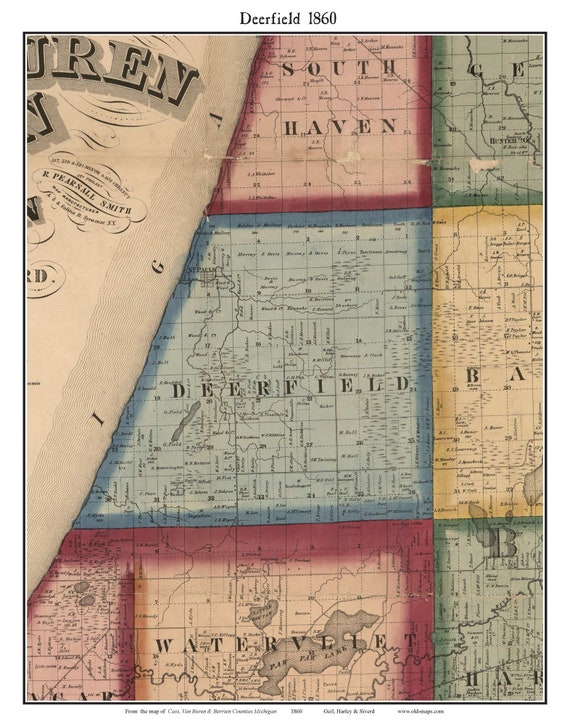 Deerfield 1860 Old Town Map With Homeowner Names St Pauls | Etsy