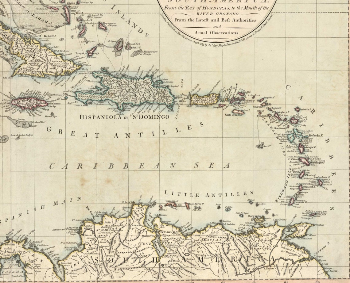 Caribbean 1783 Map by Cary Reprint Cuba Puerto Rico - Etsy
