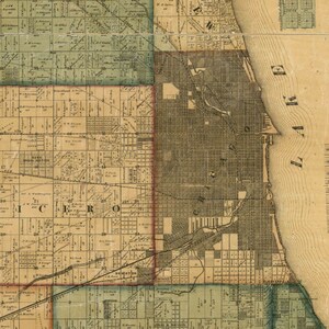 Cook County Illinois 1861 - Old Wall Map Reprint With Homeowner Names ...