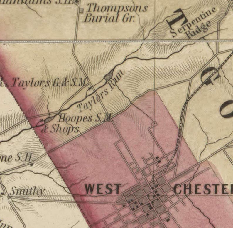 Chester County Pennsylvania 1847 Old Wall Map With Homeowner - Etsy