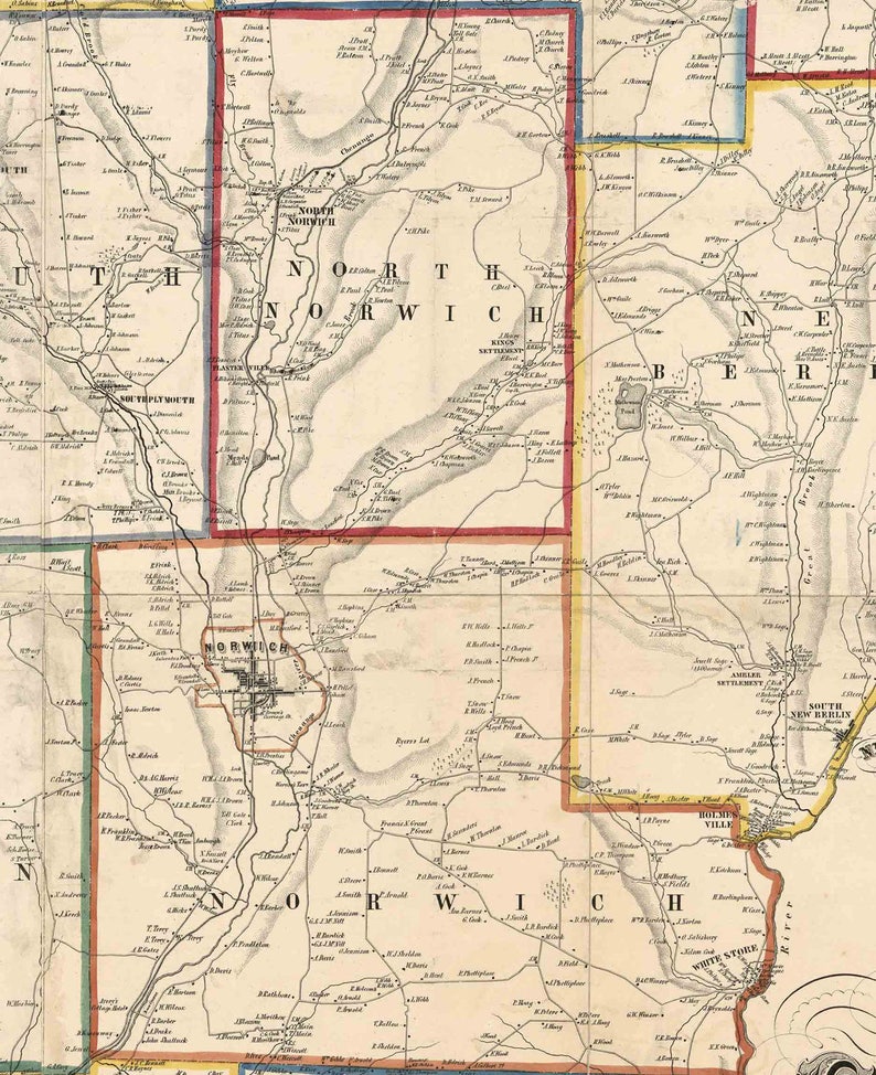 Chenango County New York 1855 Old Wall Map Reprint With | Etsy