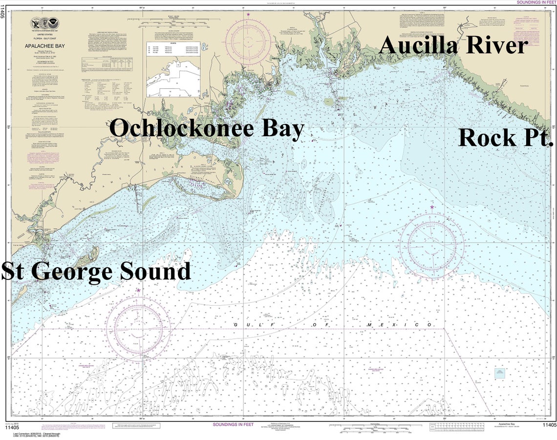 Apalachee Bay - 1943 Ochlockonee Bay Aucilla River Rock Point St George ...