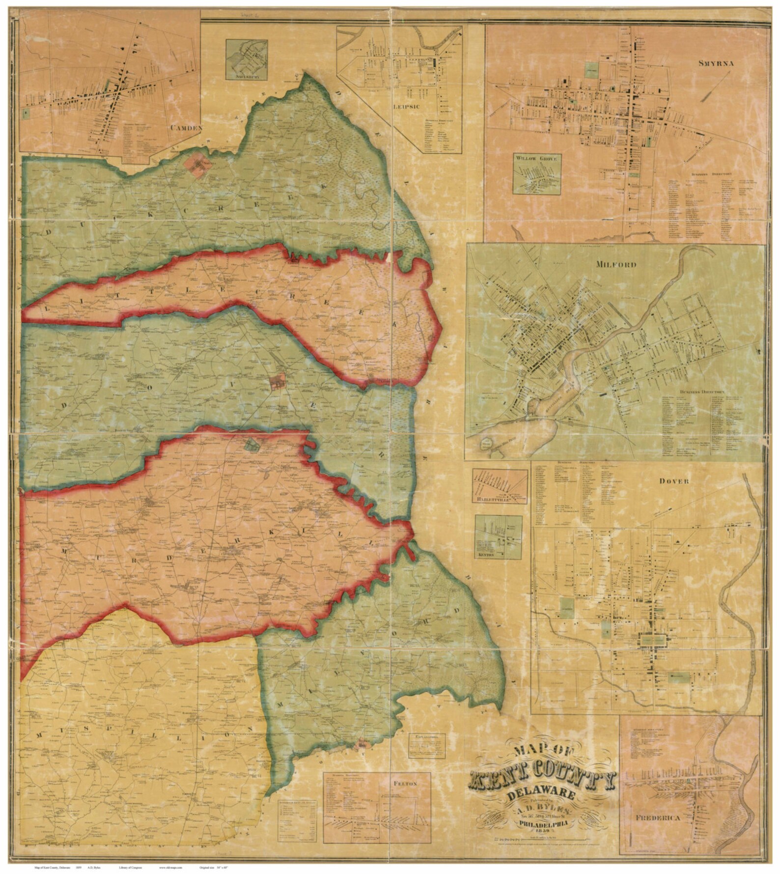 Kent County Delaware 1859 Old Wall Map With Homeowner Names - Etsy