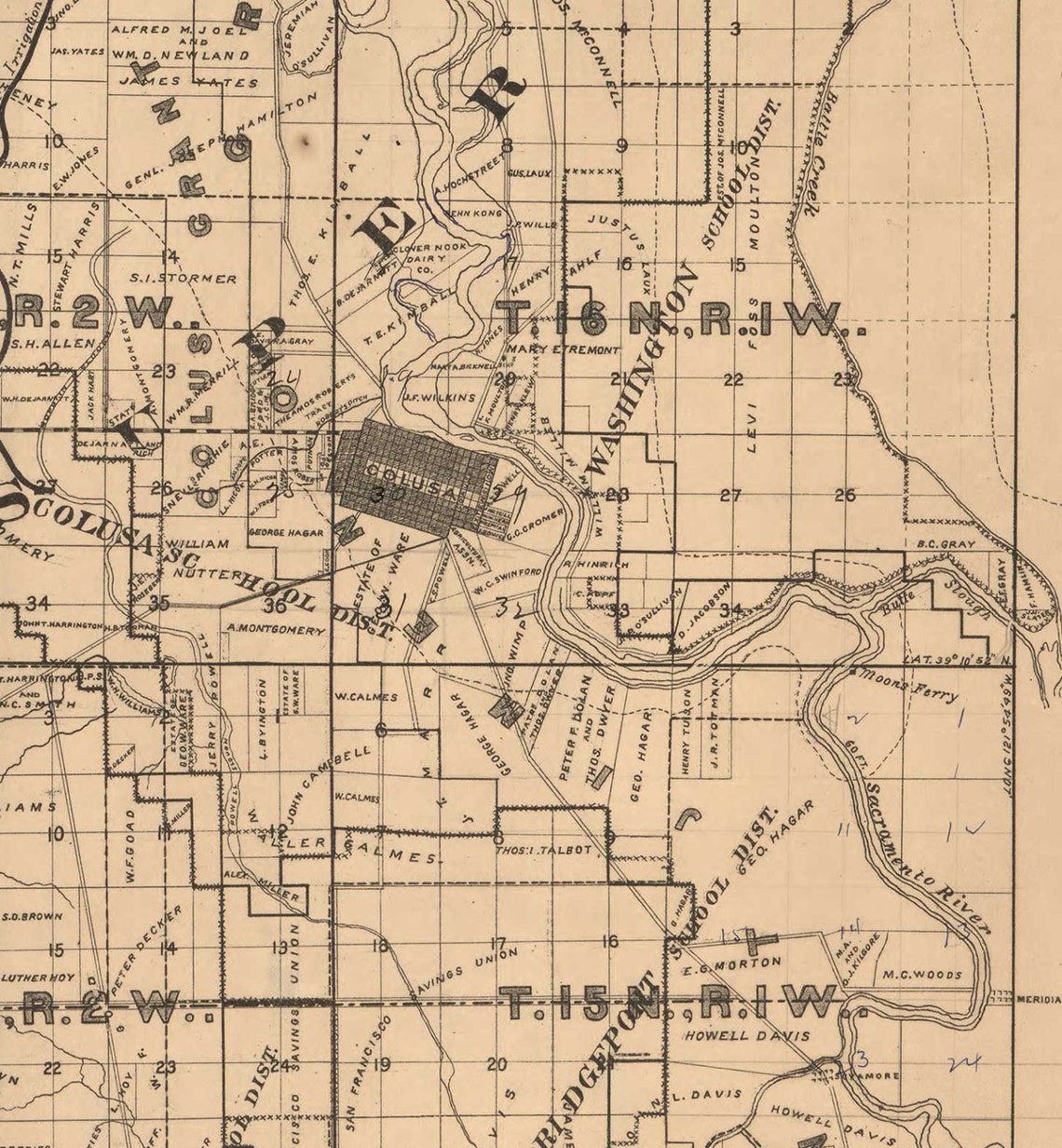Colusa County California 1885 - Old Wall Map Reprint With Landowner ...