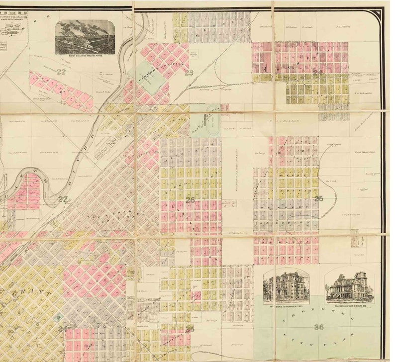 Denver Colorado 1881 Old Map Reprint Landowner Names Genealogy - Etsy