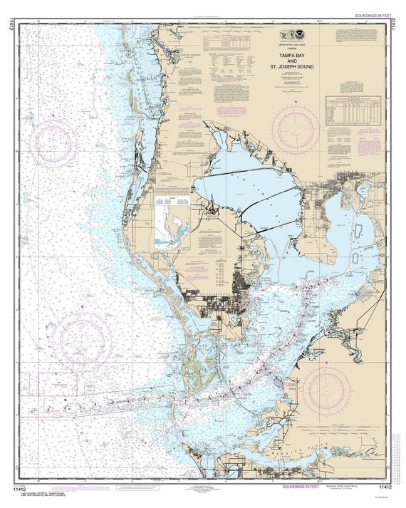 Tampa Bay to St Joseph Sound 2015 Nautical Map Tarpon Springs - Etsy