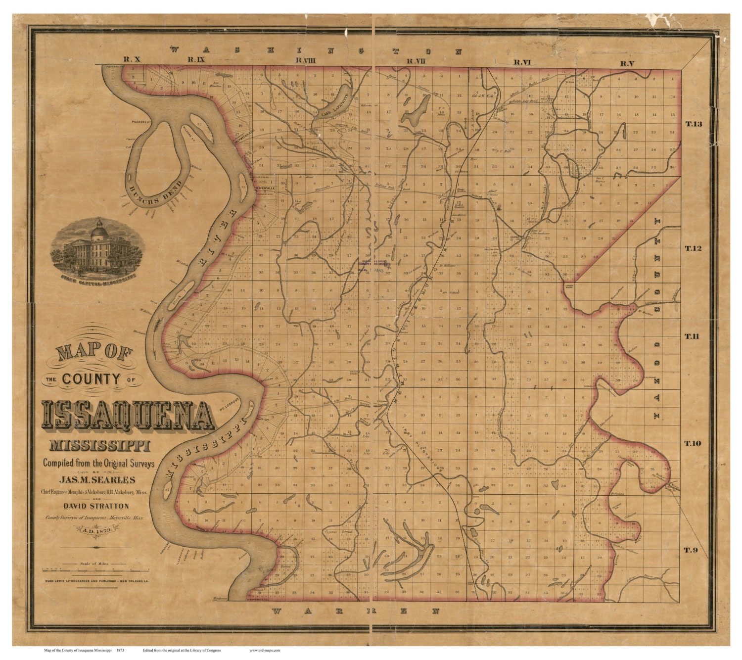 Issaquena County Mississippi 1873 Old Wall Map with | Etsy