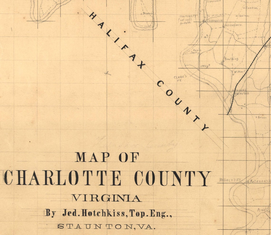 Charlotte County Virginia 1860x Old Wall Map With Homeowner | Etsy