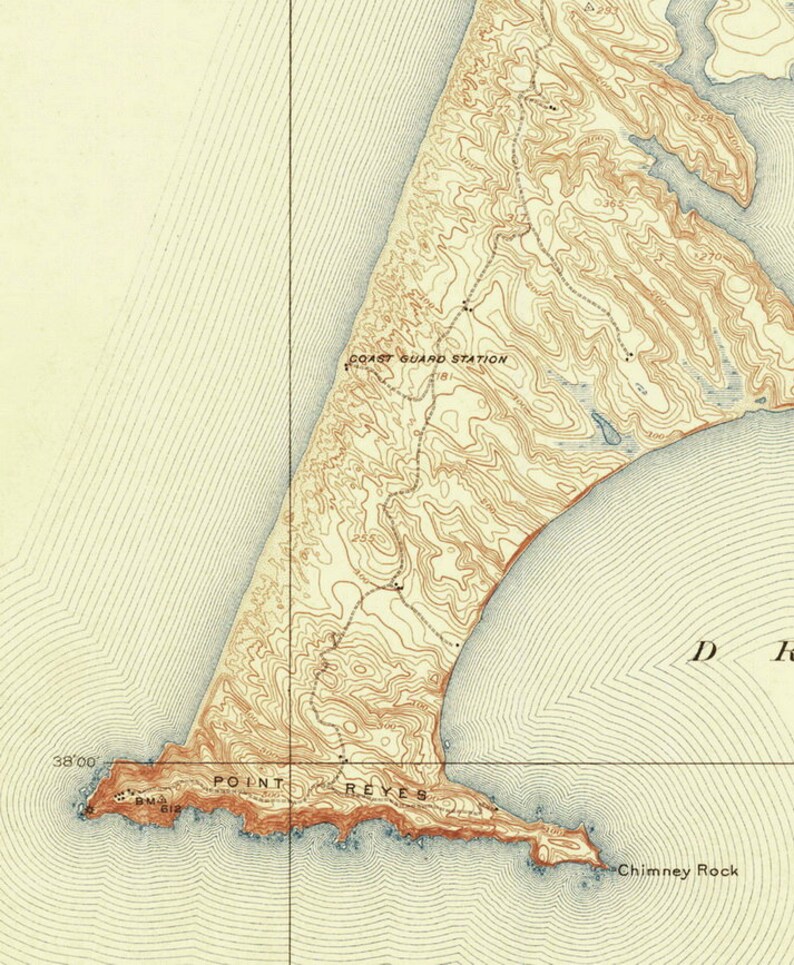 Point Reyes 1918 Old Topo Map an Edited Reprint of the - Etsy