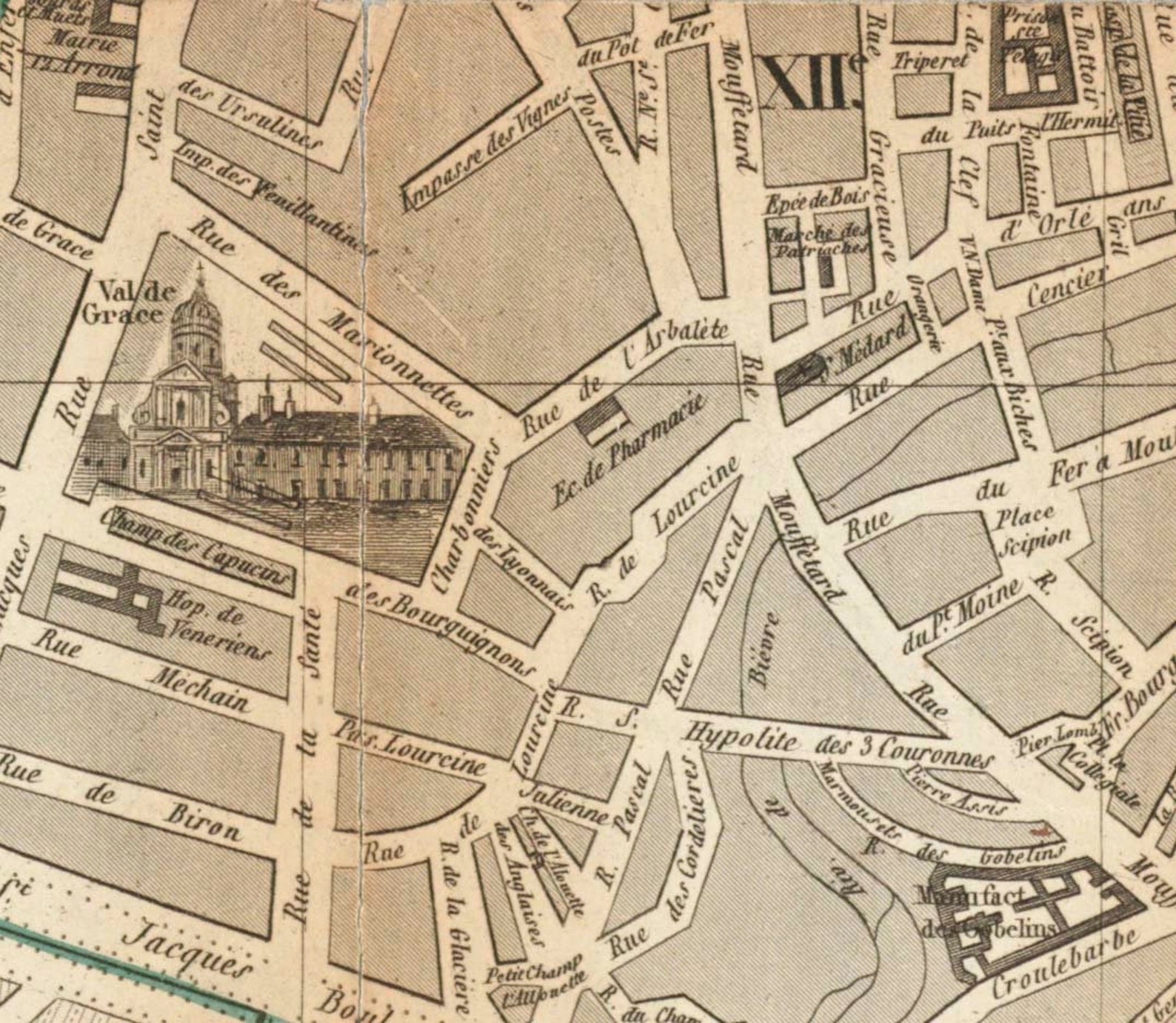 Old Map of Paris 1845 France - Tourist Guide -- Street Index-- Reprint ...