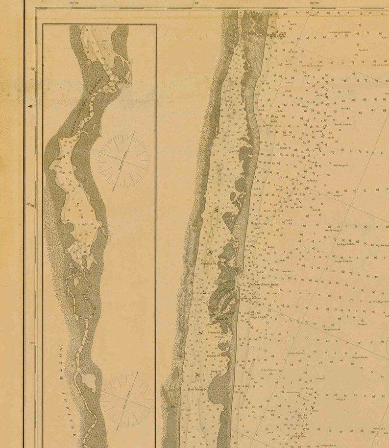 Jupiter Inlet 1887 Nautical Map Reprint florida 80000 AC - Etsy
