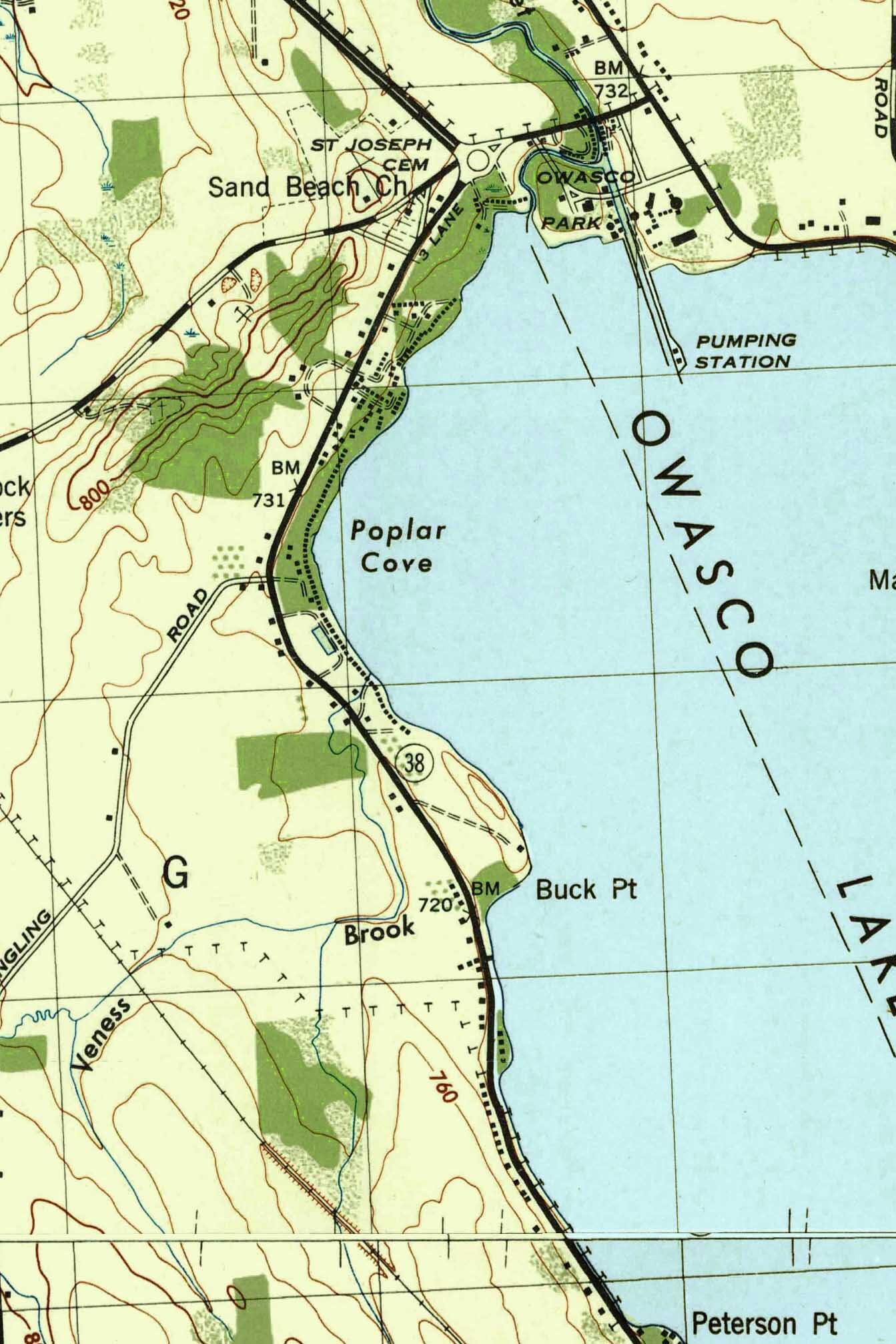 Owasco Lake 1943 Usgs Old Topographic Map Custom Composite Etsy
