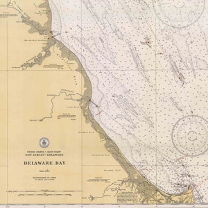 Delaware Bay - 1934 Nautical Map Reprint - New Jersey & Delaware ...