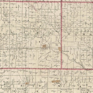 Licking County Ohio 1854 - Old Wall Map Reprint With Homeowner Names ...