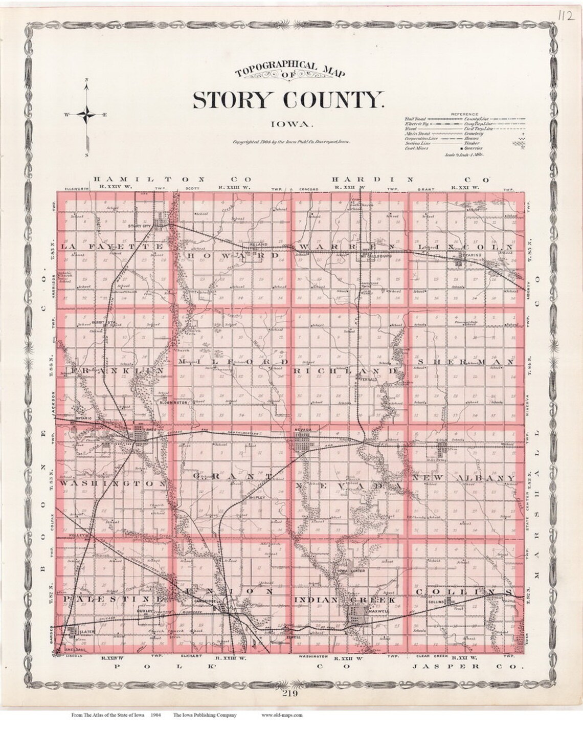Story County 1904 Old Town Map Reprint Iowa State Atlas - Etsy