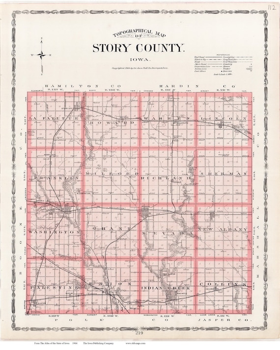 Story County 1904 Old Town Map Reprint Iowa State Atlas - Etsy