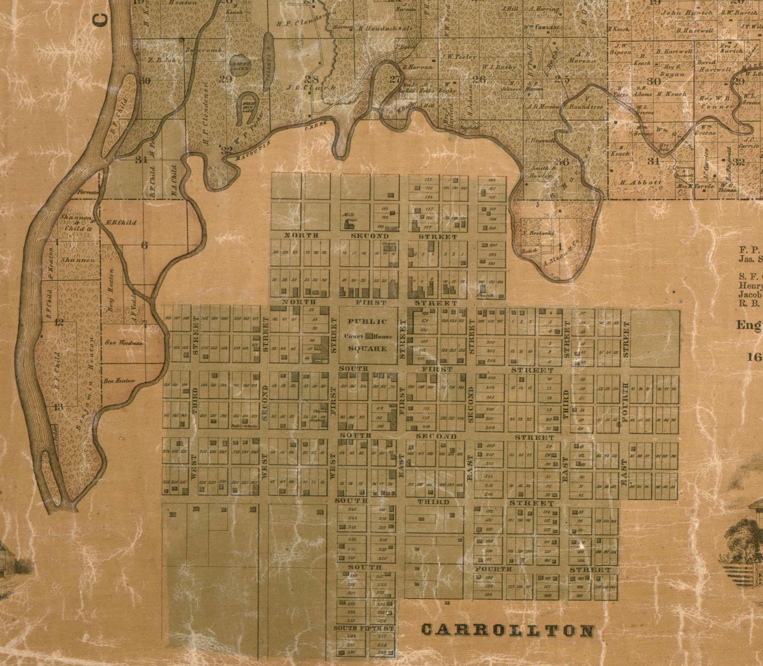 Greene County Illinois 1861 Old Wall Map Reprint With - Etsy