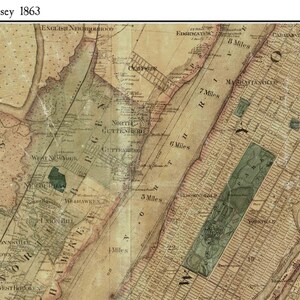 Hudson County NJ 1863 Wall Map - Custom Reprint With Homeowner Names ...