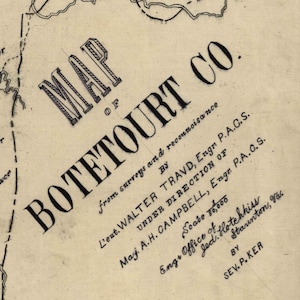 Botetourt & Roanoke Counties Virginia 1865 - 1885 - Wall Map With ...