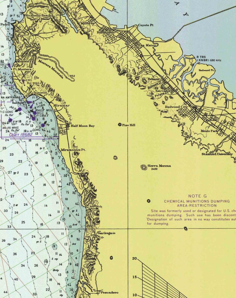 Point Sur to San Francisco 1975 Nautical Map California | Etsy