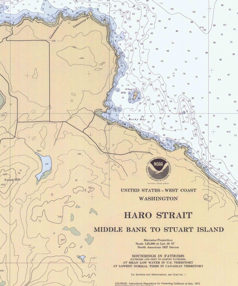 Haro Strait 1981 Nautical Map Washington Reprint PC Harbors | Etsy