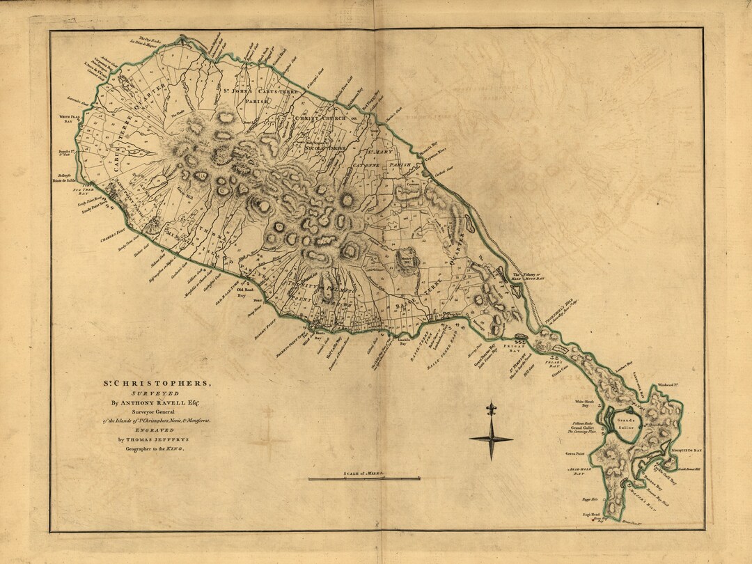 St Christophers Island (st Kitts) - 1768 - Old Map Reprint USA 1768 ...