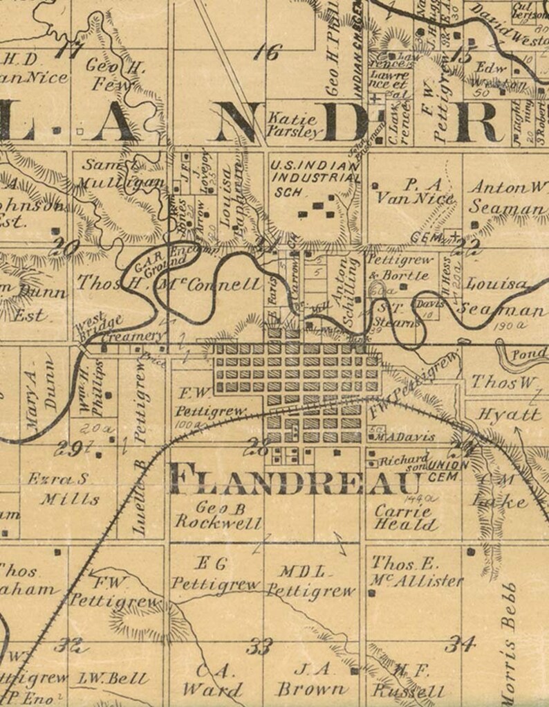 Moody County South Dakota 1896 - Old Wall Map With Landowner Names ...