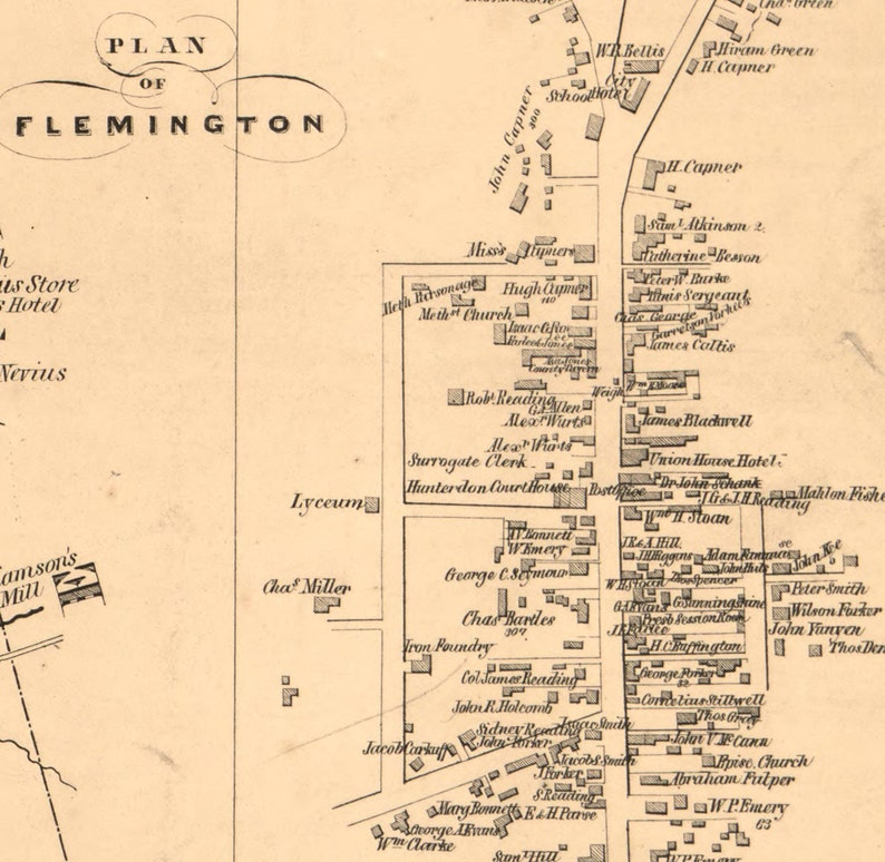 Hunterdon County New Jersey 1851 Wall Map Reprint With - Etsy