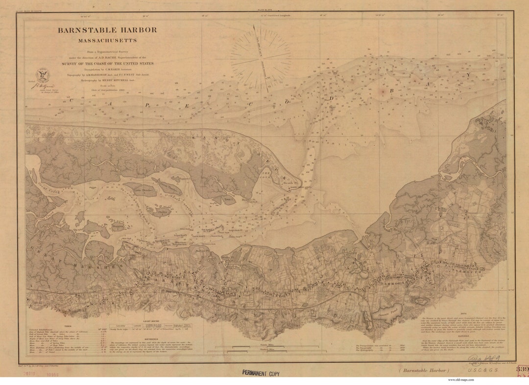 Barnstable Harbor - 1889 Nautical Map Massachusetts - Reprint - Harbors ...