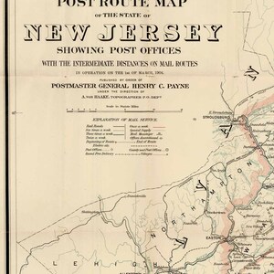 New Jersey 1904 Old State Post Route Map Reprint - Etsy