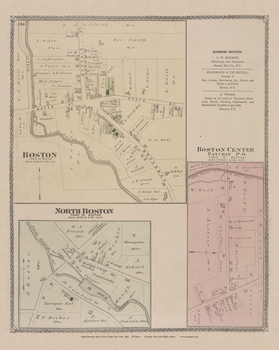 Boston Villages 1880 Old Town Map Reprint North Boston - Etsy