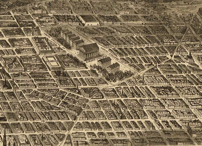 Philadelphia Pennsylvania 1872 Birds Eye View Reprint | Etsy