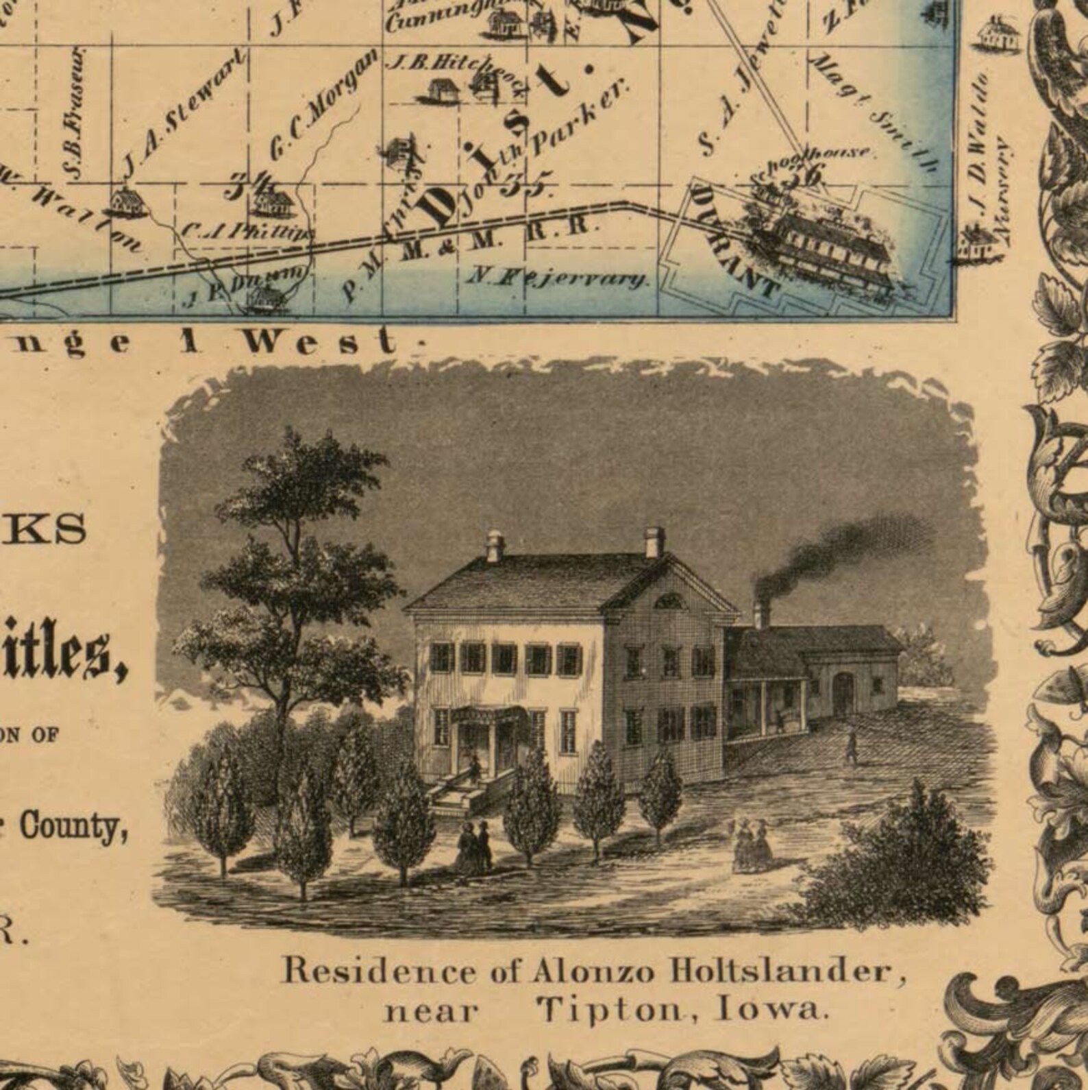 Cedar County Iowa 1863 Old Wall Map With Landowner Names Farm - Etsy