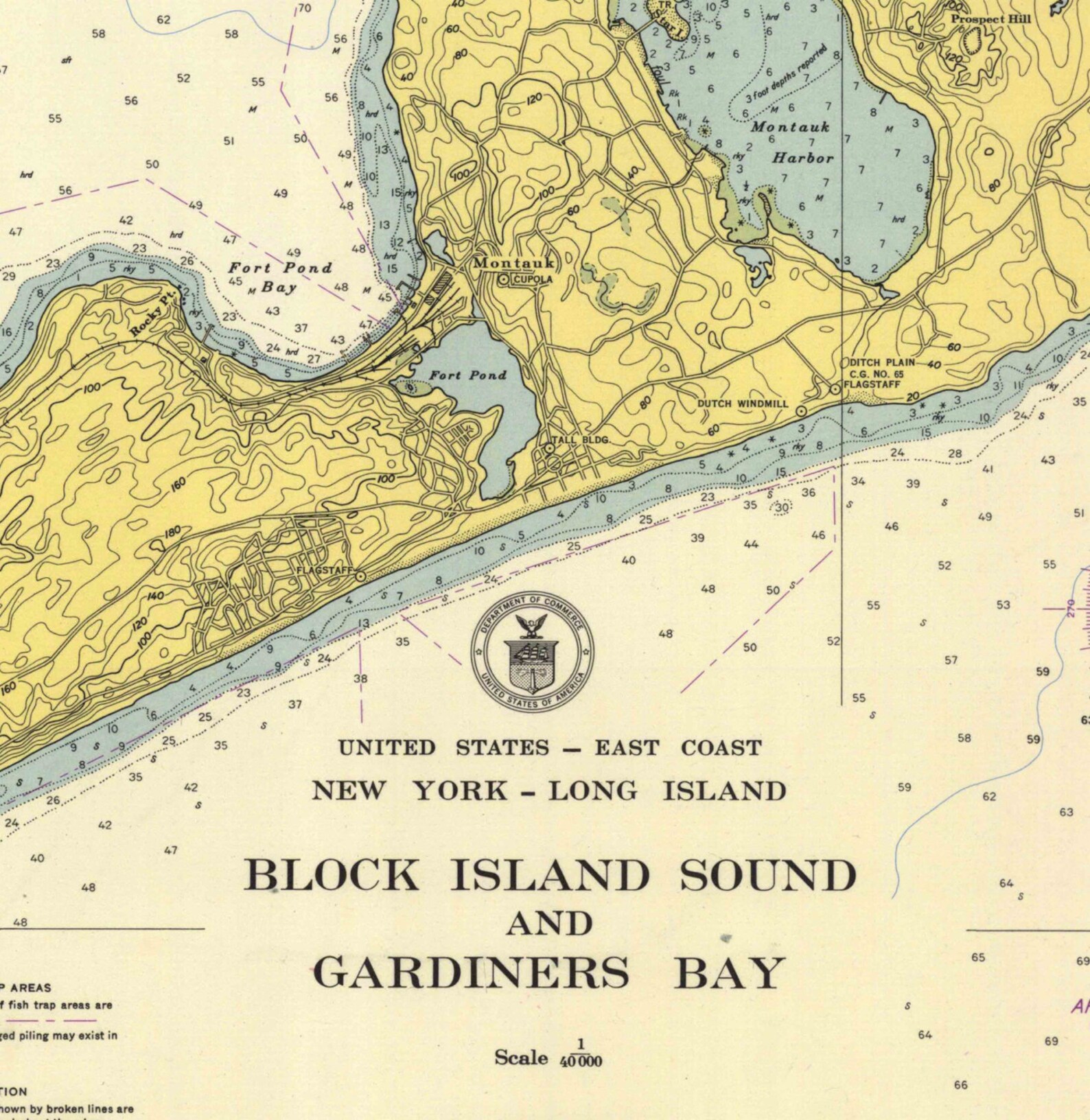 Block Island Sound & Gardiners Bay NY 1951 Nautical Map - Etsy