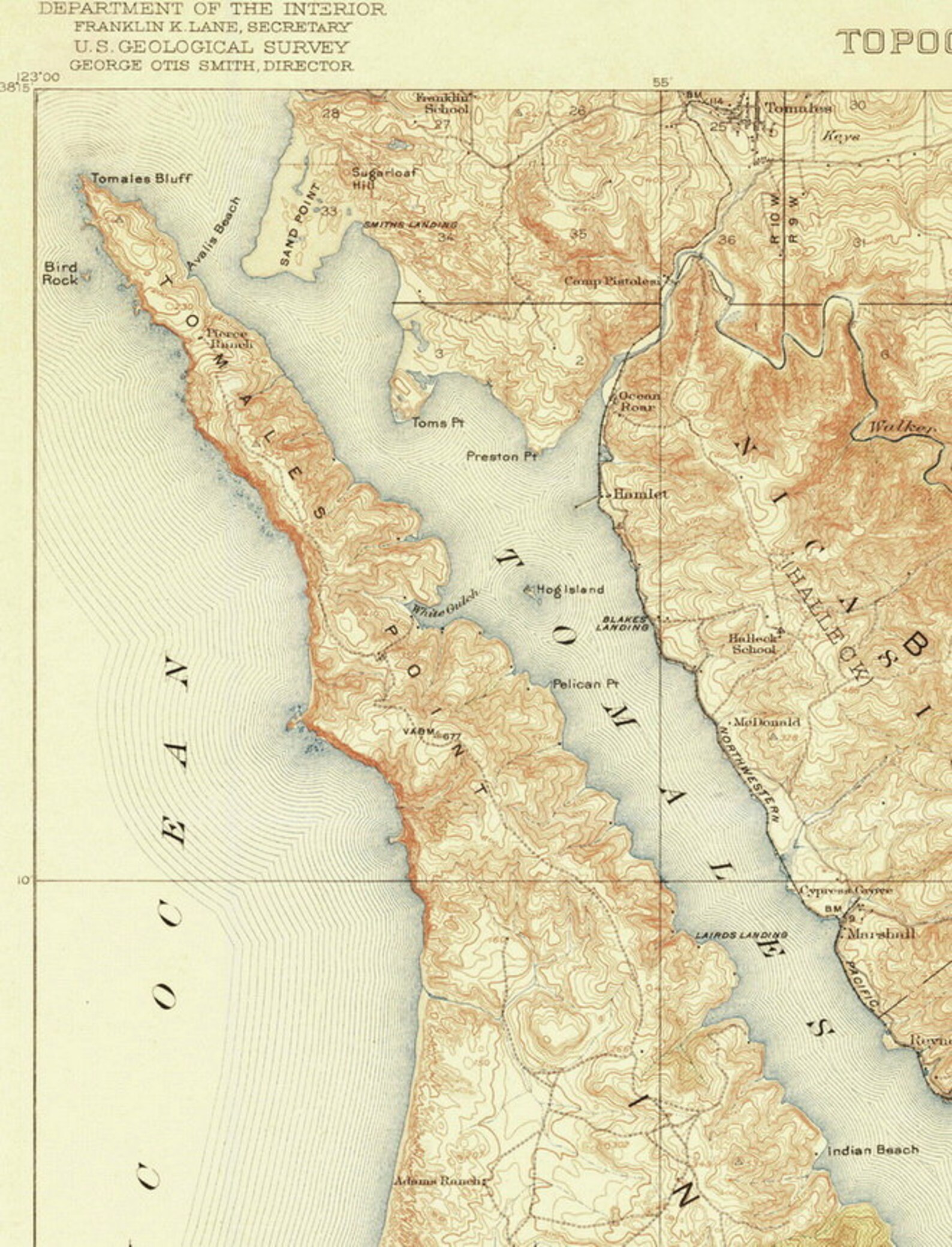 Point Reyes 1918 Old Topo Map an Edited Reprint of the - Etsy