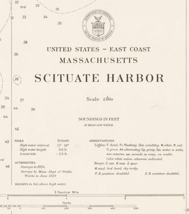 Scituate Harbor - 1931 Old Nautical Map - Massachusetts Harbors 232 ...