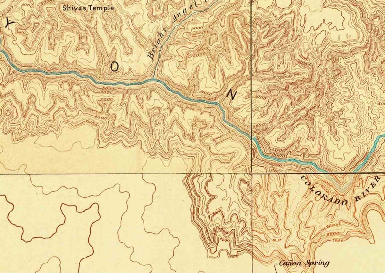 Grand Canyon 1886 Old Topographic Map USGS Custom Composite - Etsy