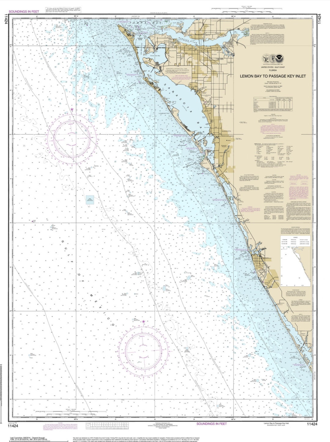 Lemon Bay to Passage Key Inlet 2014 Nautical Map Sarasota Venice Anna ...