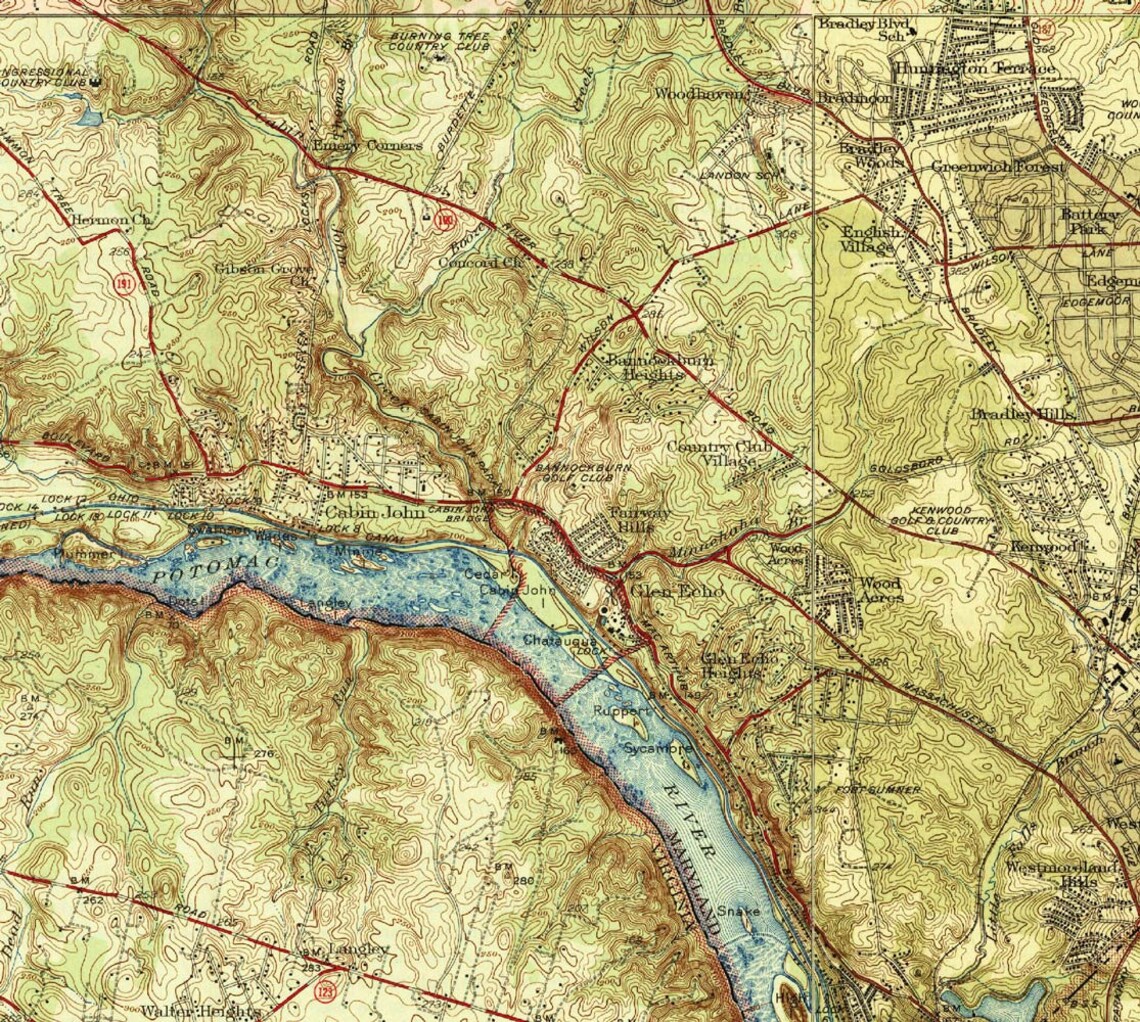 Washington DC only 1945 Old Topographic Map USGS Custom | Etsy