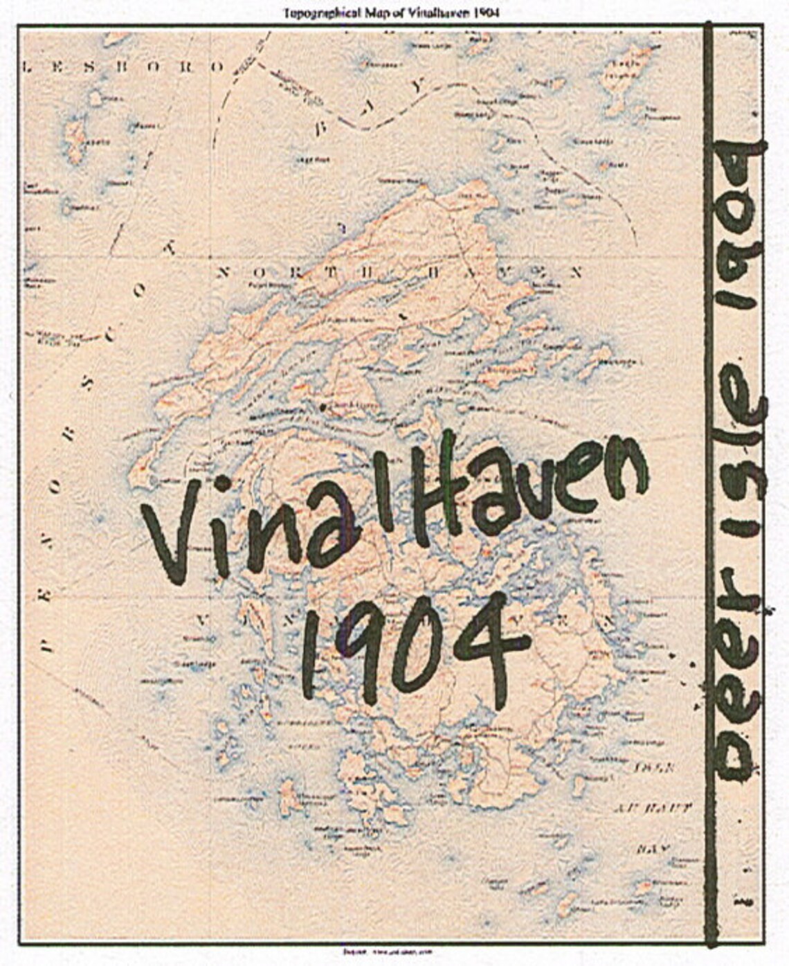 Vinalhaven 1904 USGS Old Topographic Map Custom Composite - Etsy